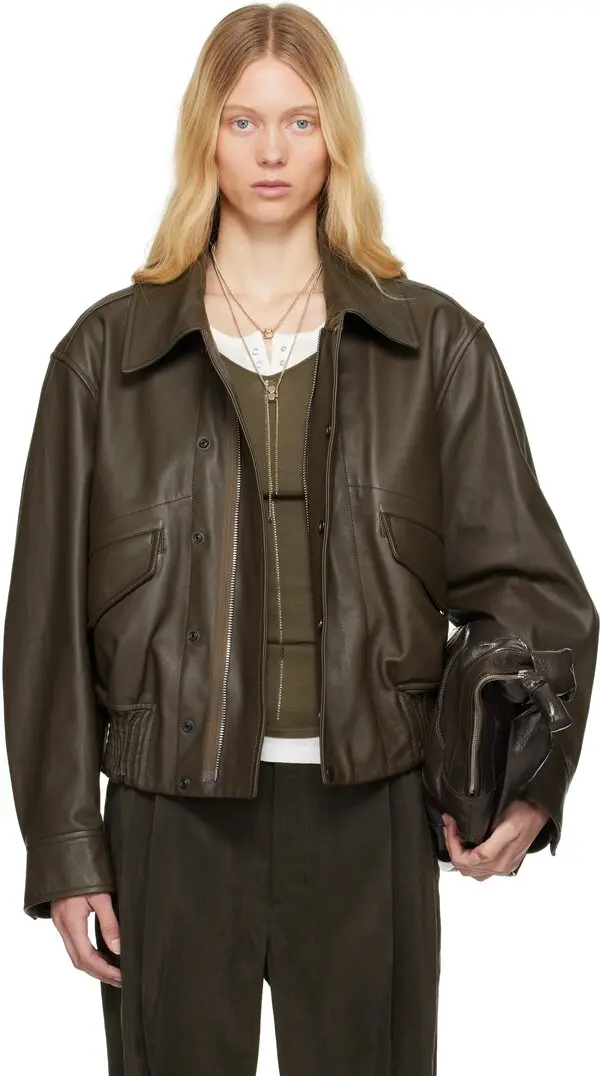 Buy LEMAIRE Nappa Leather Jacket - Br440 Mushroom At 20% Off